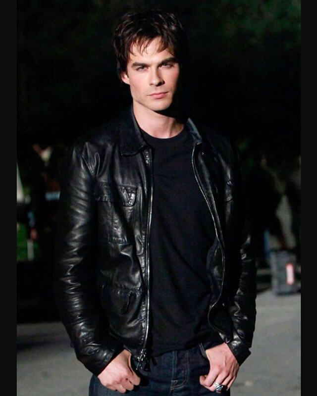 The Vampire Diaries Damon Salvatore Leather Jacket – AlexGear