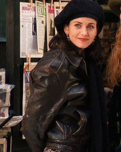 Friends S01 Monica Geller Brown Leather Jacket – AlexGear