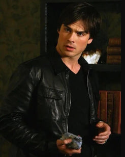 The Vampire Diaries Damon Salvatore Leather Jacket – AlexGear