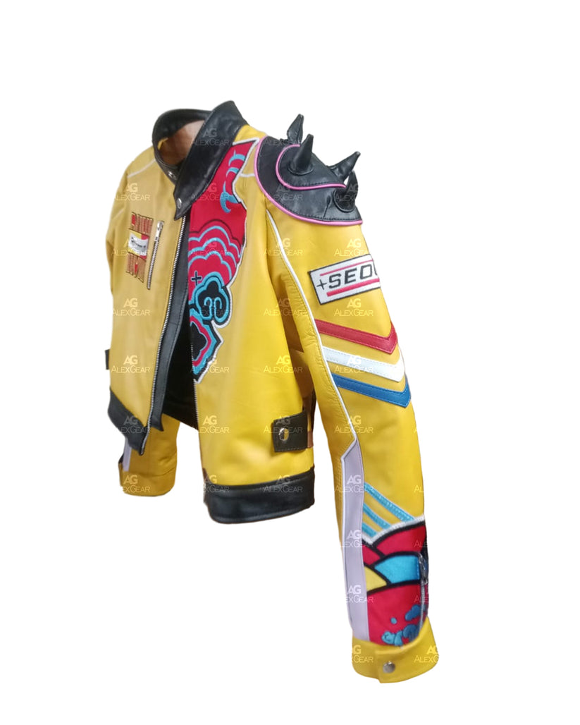 KPop Demon Hunters Rumi Yellow Leather Jacket – AlexGear