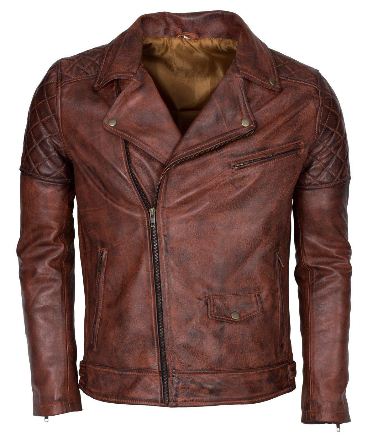 Alex Gear | Men's Waxed Brando Genuine Leather Motorcycle Jacket – AlexGear