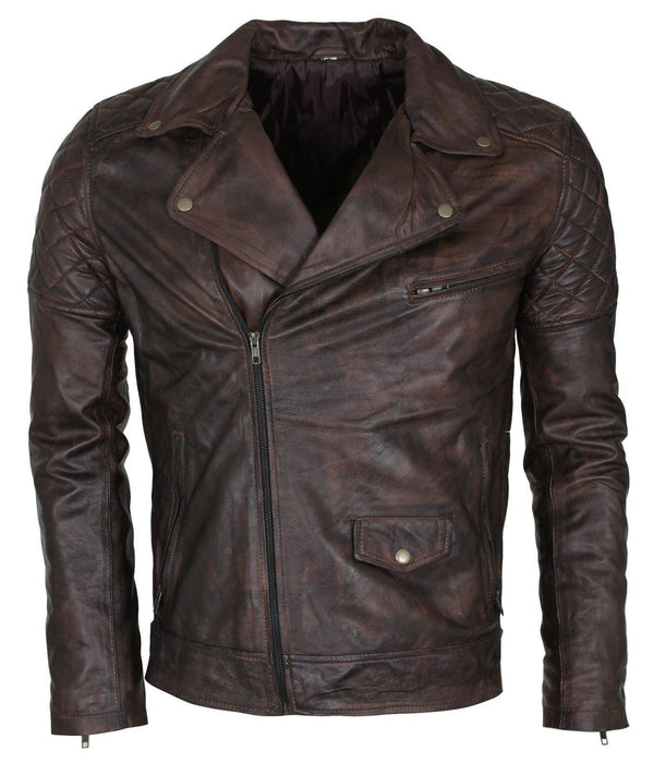 Alex Gear | Men's Waxed Brando Genuine Leather Motorcycle Jacket – AlexGear