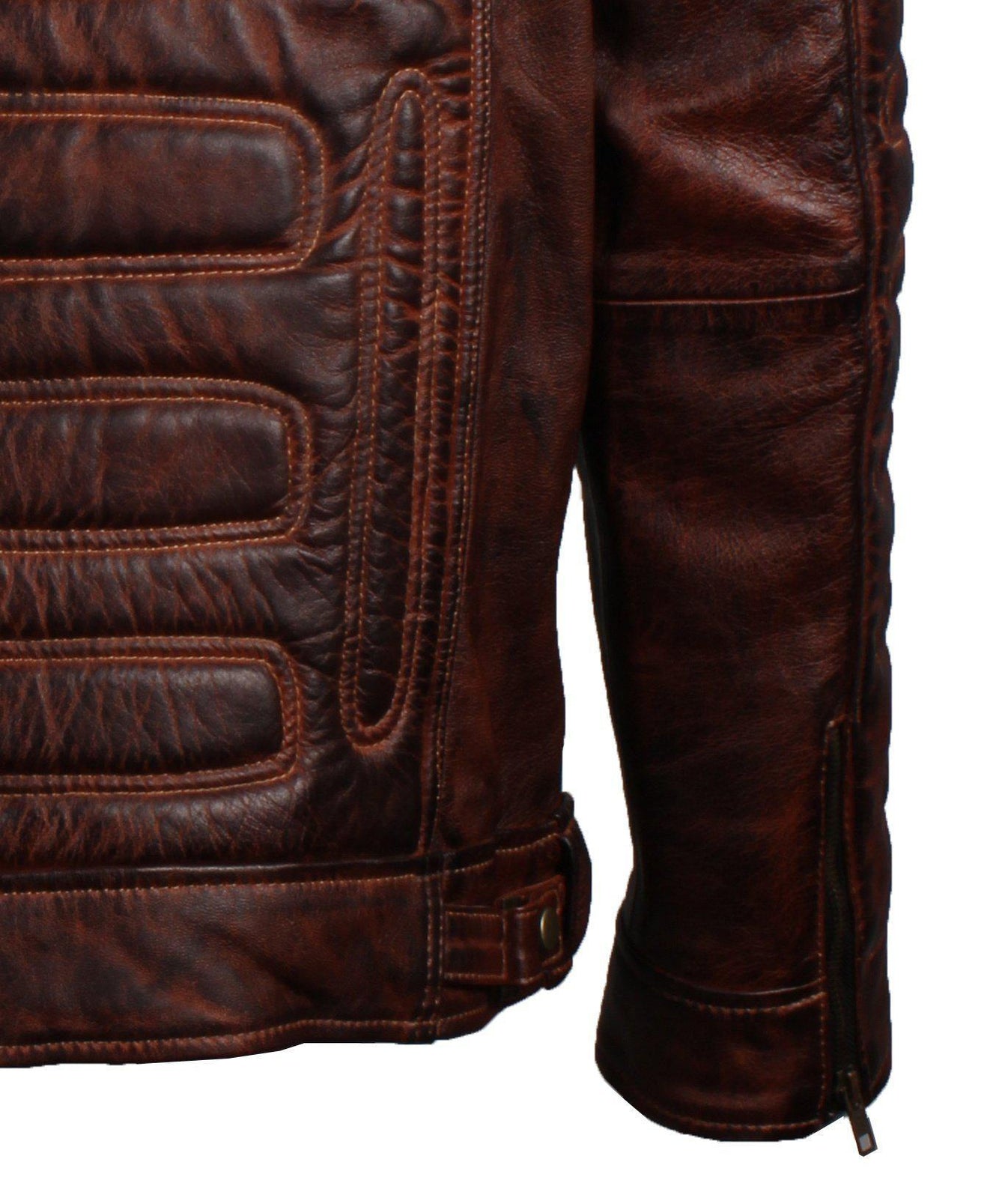 Alex Gear | Men's Dark Brown Padded Waxed Genuine Leather Motorcycle ...