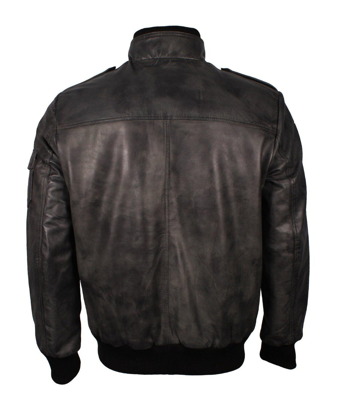 Classic Grey Leather Bomber Jacket for Men – AlexGear
